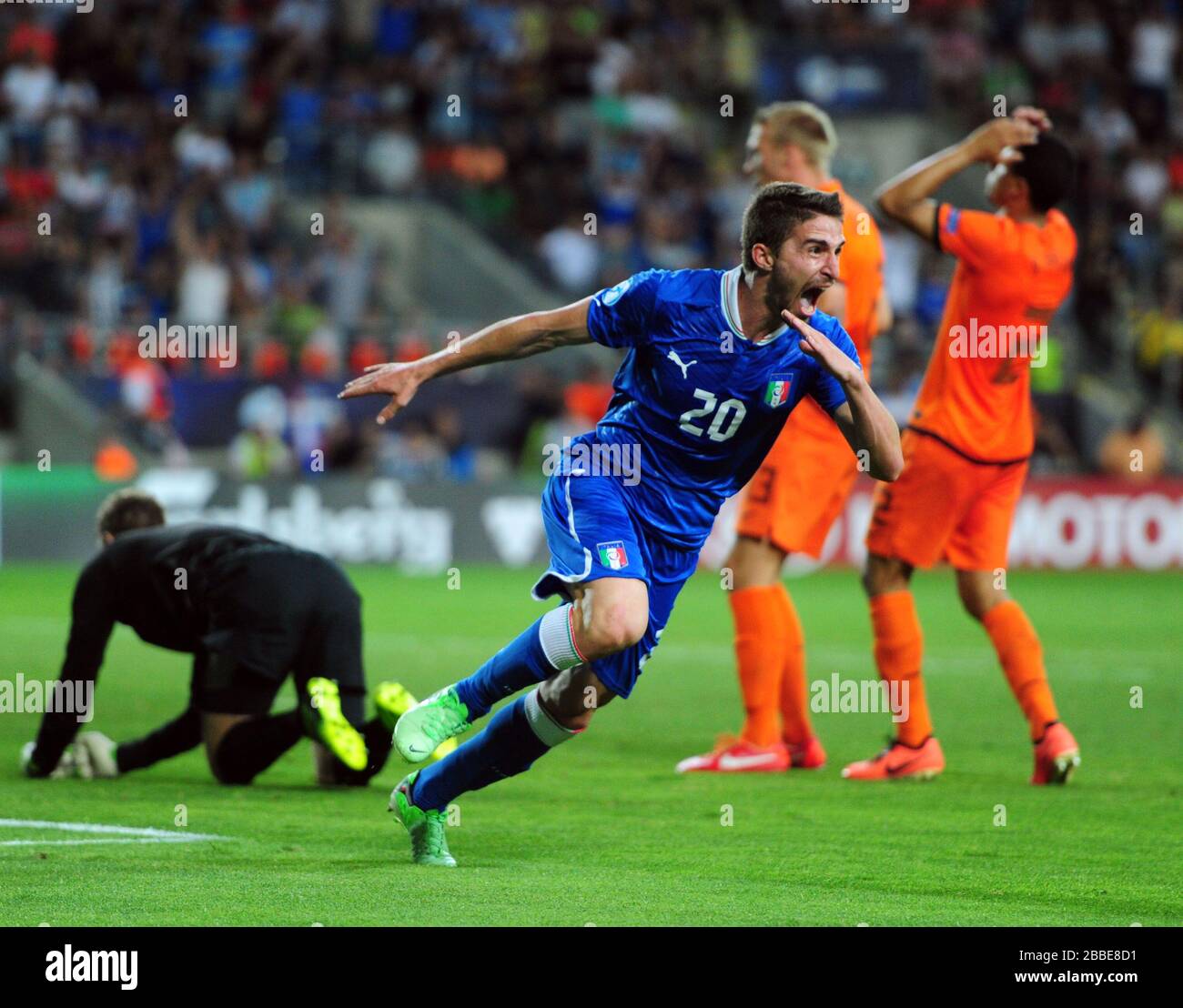 Italy's Fabio Borini celebrates scoring the winning goal Stock Photo ...