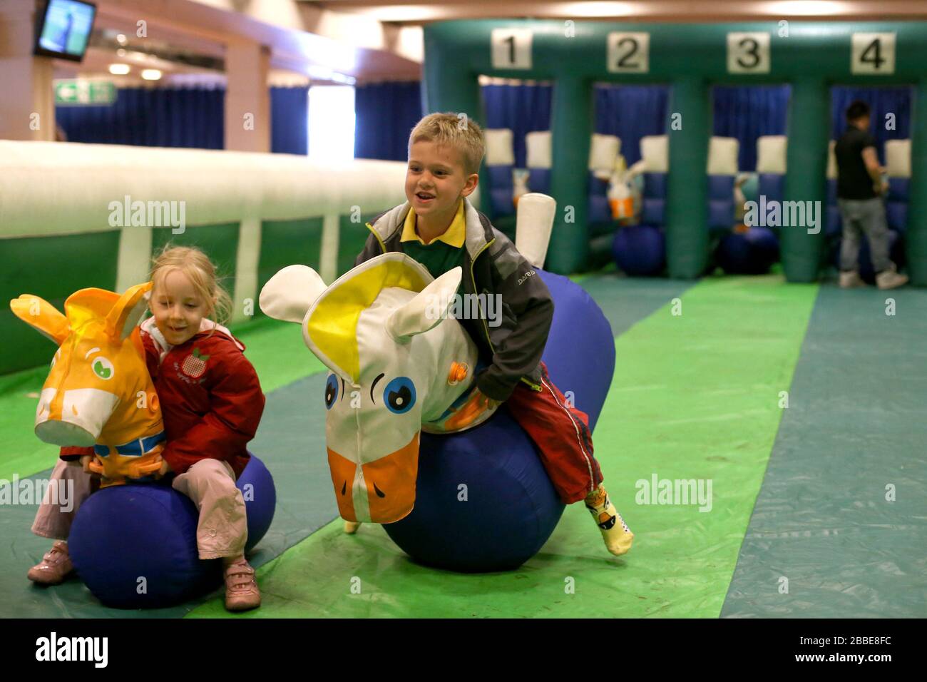 A childrens activity inside at sandown park racecourse hi-res stock ...