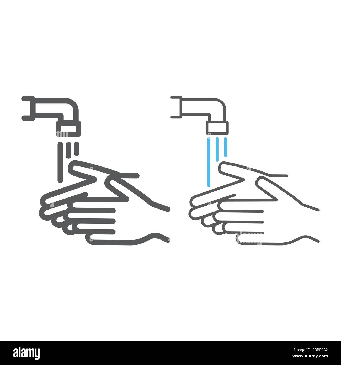 Wash your hands line and color line icon, wash and hygiene, washing ...