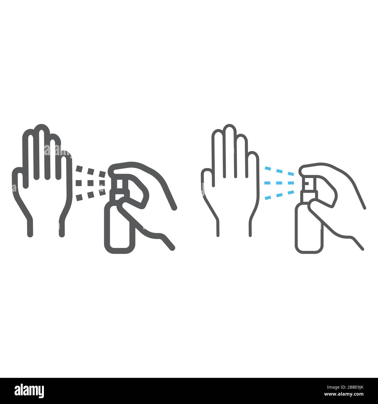 Antiseptic for hands line and color line icon, wash and hygiene ...