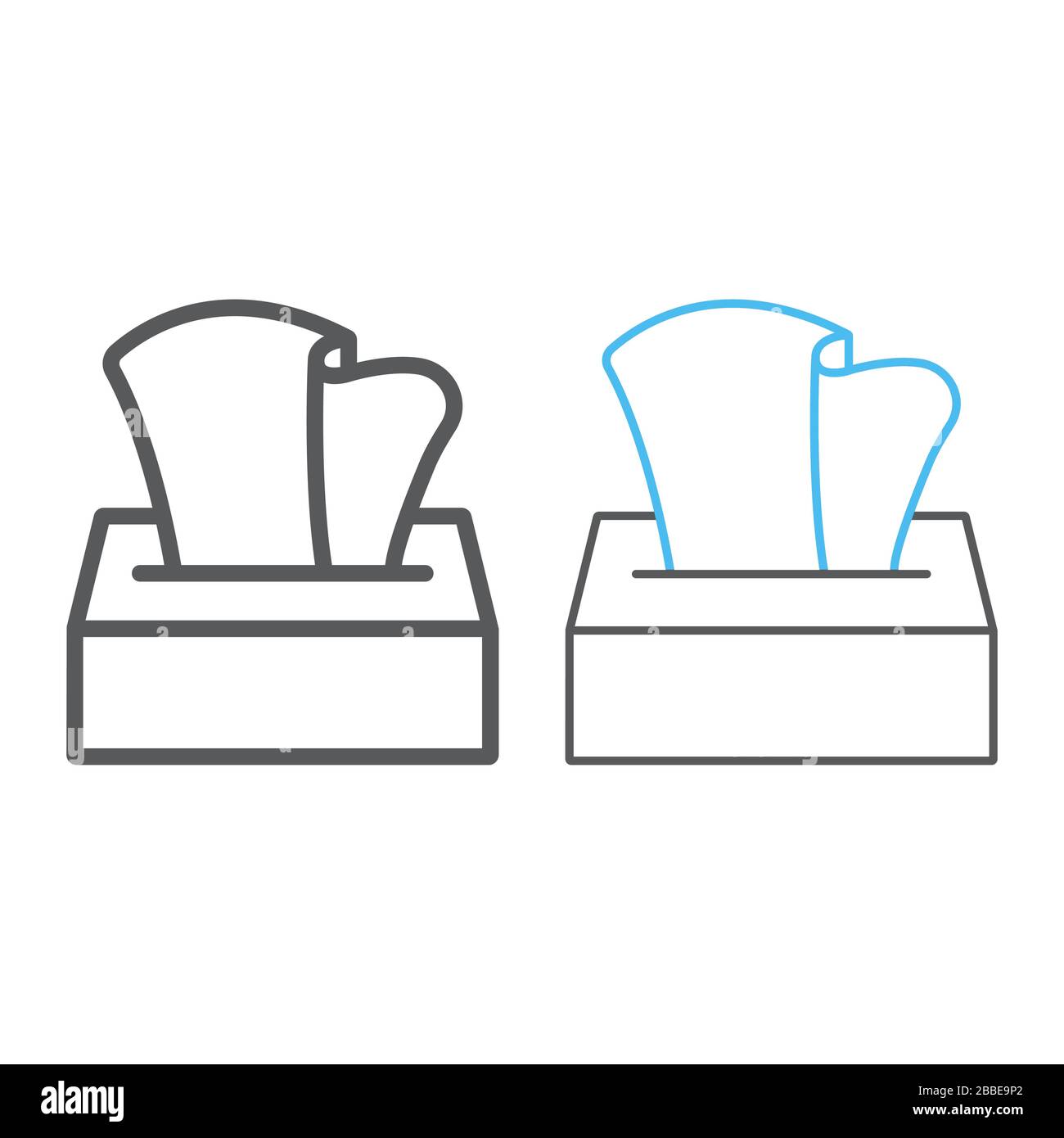 Tissue napkin box line and color line icon, wash and hygiene, hand ...