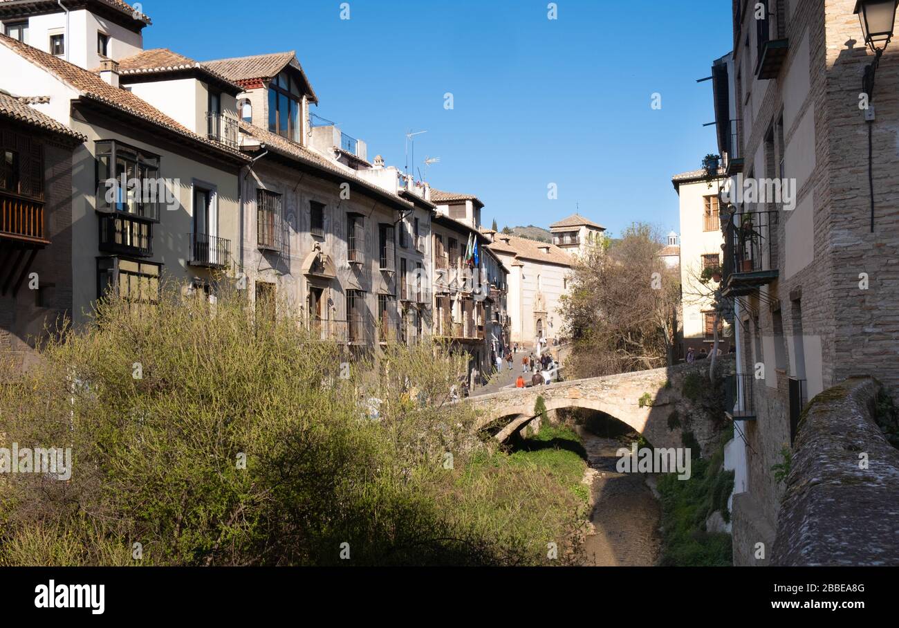 Carrera del Darro, Granada, Spain - 4th March 2020 - historic building ...