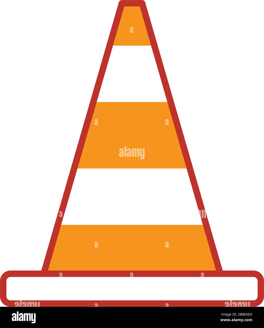 safety cone icon over white background, half line half color style ...