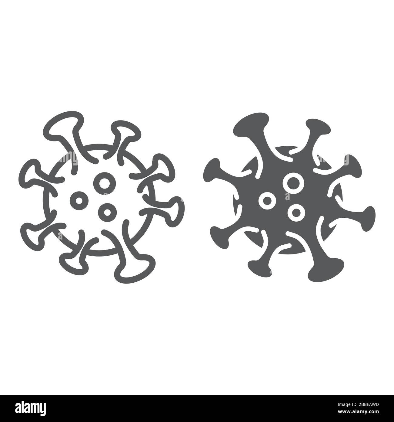 Coronavirus line and glyph icon, virus and microorganism, covid 19 sign ...