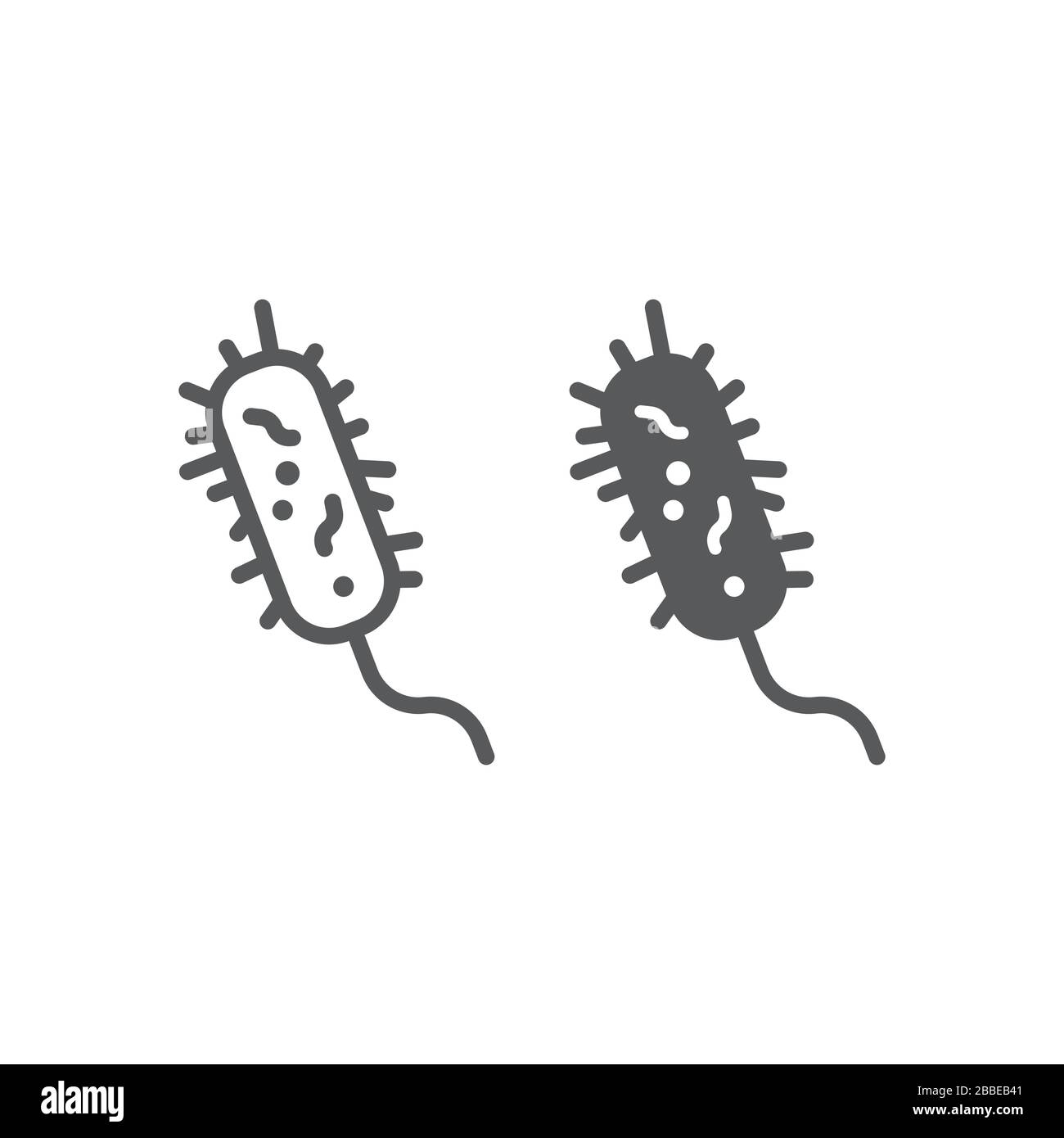Bacteria line and glyph icon, virus and microorganism, microbe sign ...