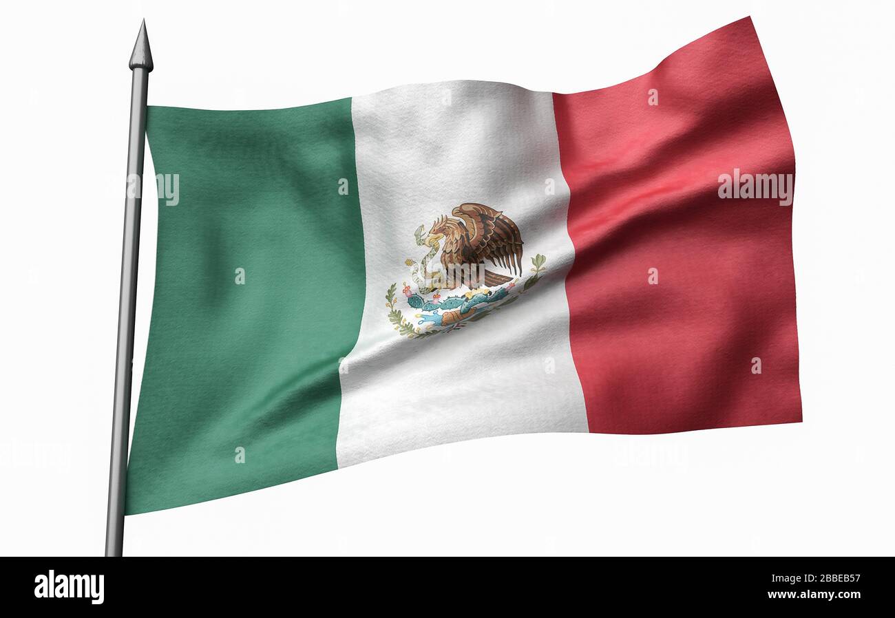 3D Render of Flagpole with Mexico Flag Stock Photo - Alamy