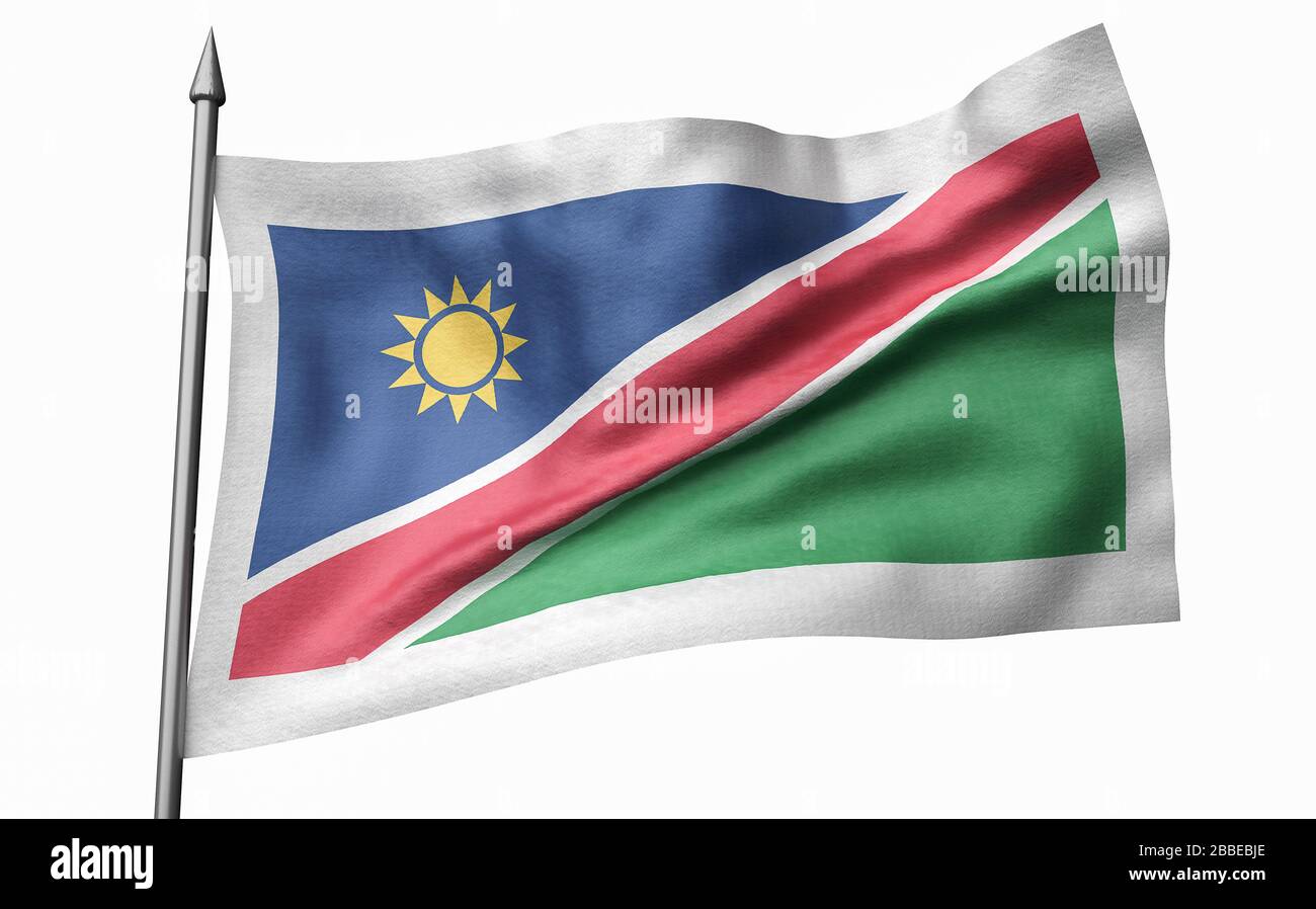 3D Render of Flagpole with Namibia Flag Stock Photo - Alamy
