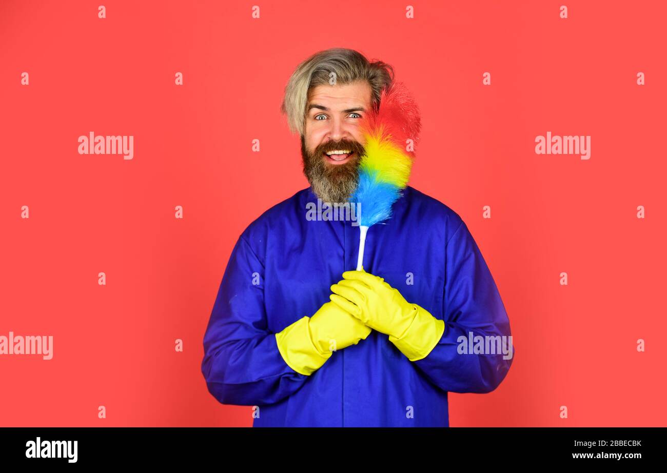 Hipster holding cleaning tool. Cleaning service. Cleaning home concept ...