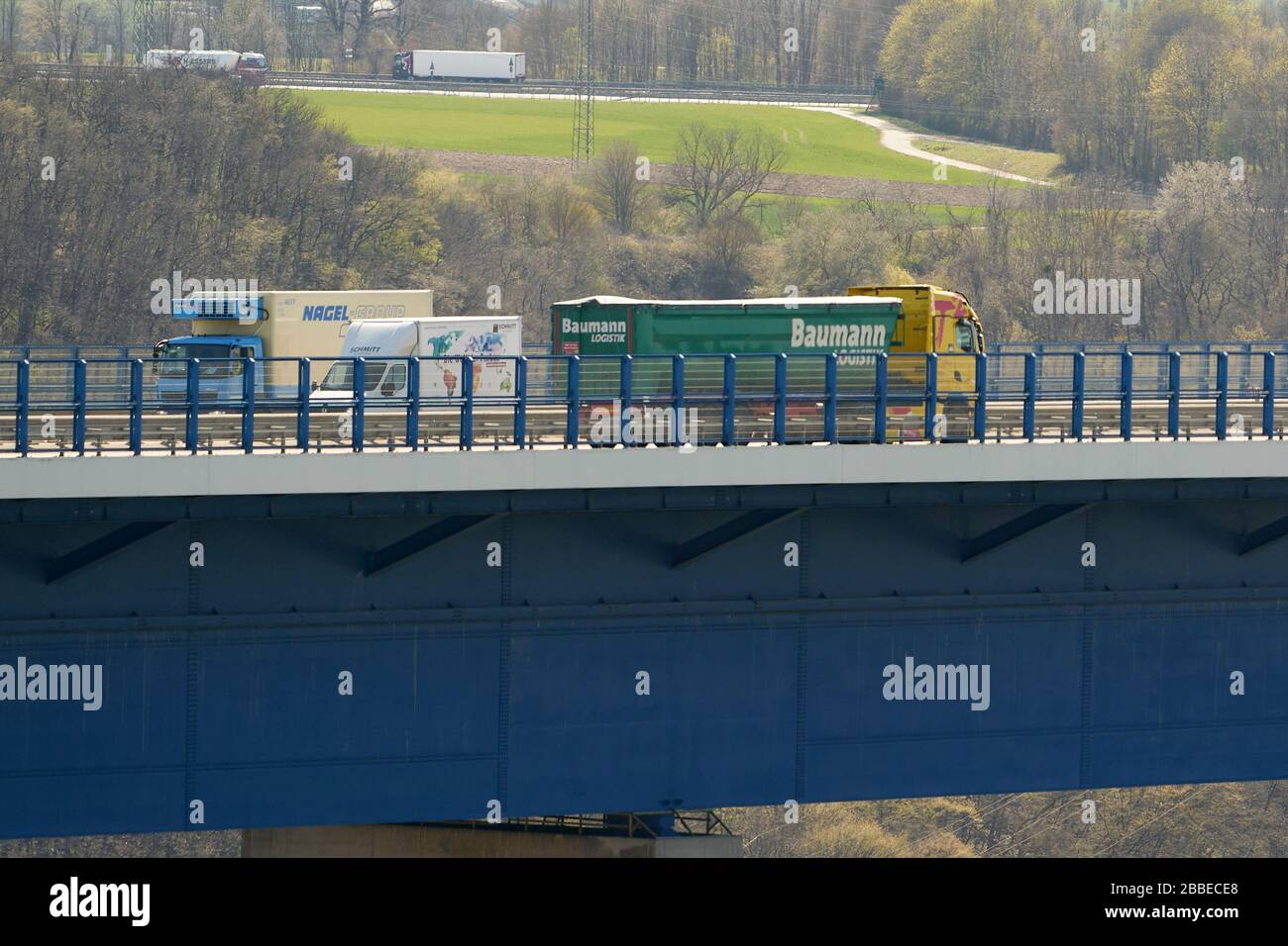 Winningen, Germany. 30th Mar, 2020. On the Moselle valley bridge of the ...
