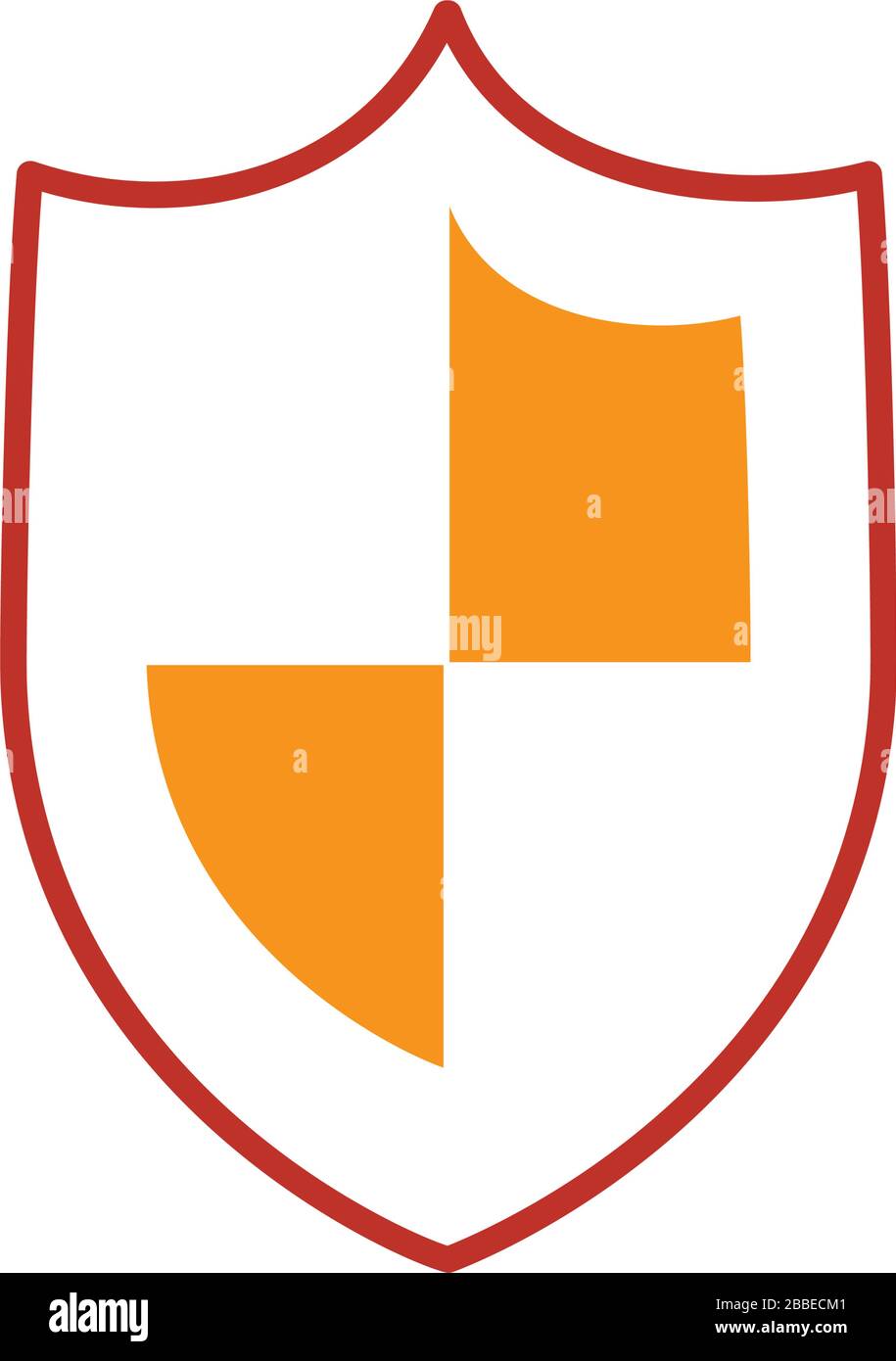 security shield icon over white background, half line half color style ...
