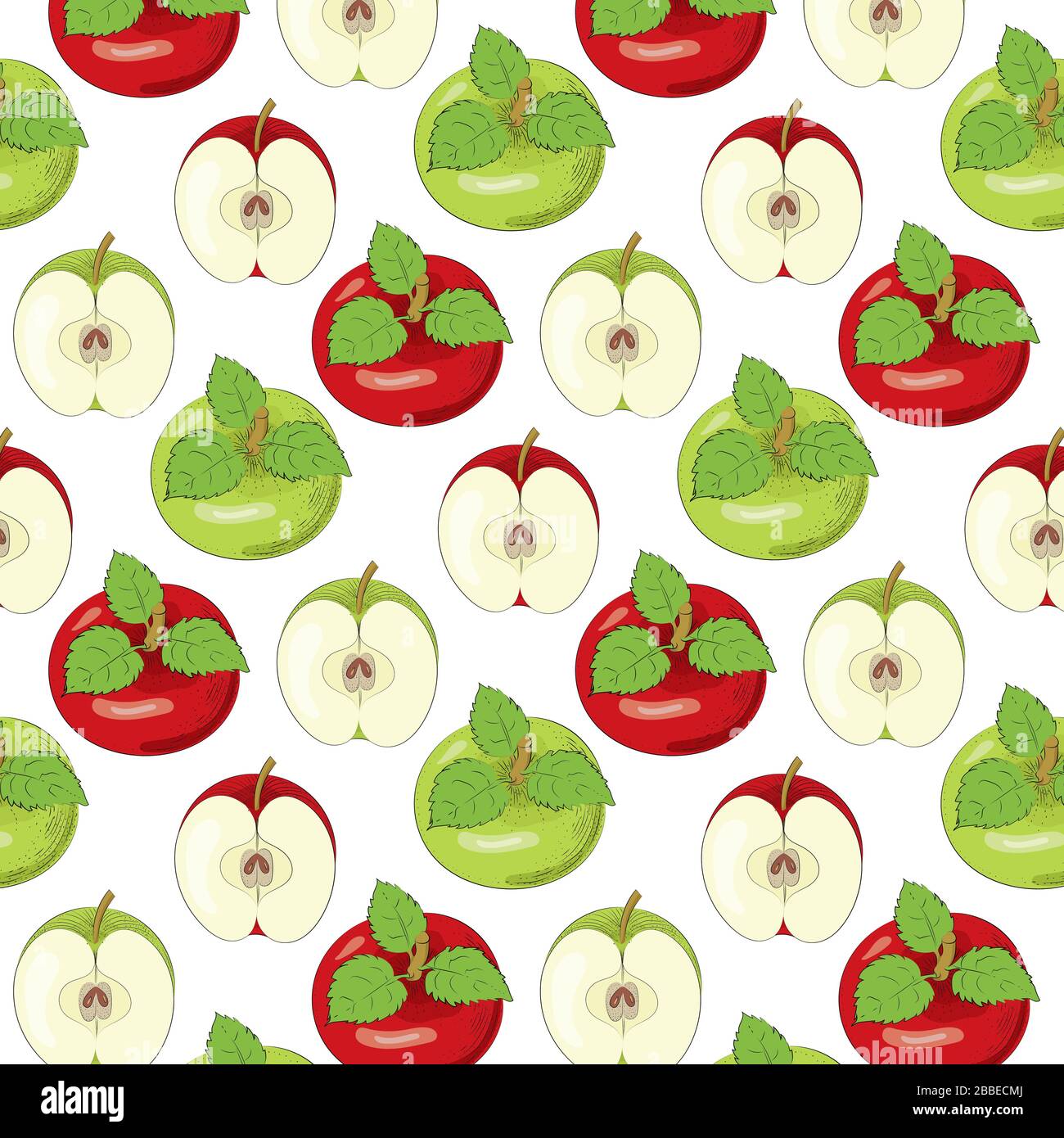 Pattern with red and green apples. Vector illustration Stock Vector ...