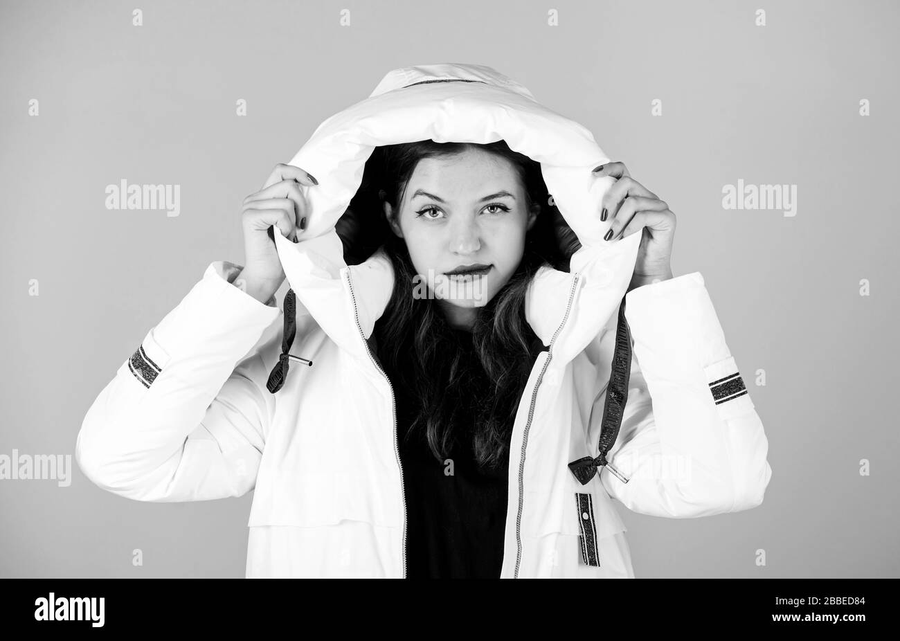 Girl in overcoat Black and White Stock Photos & Images - Alamy