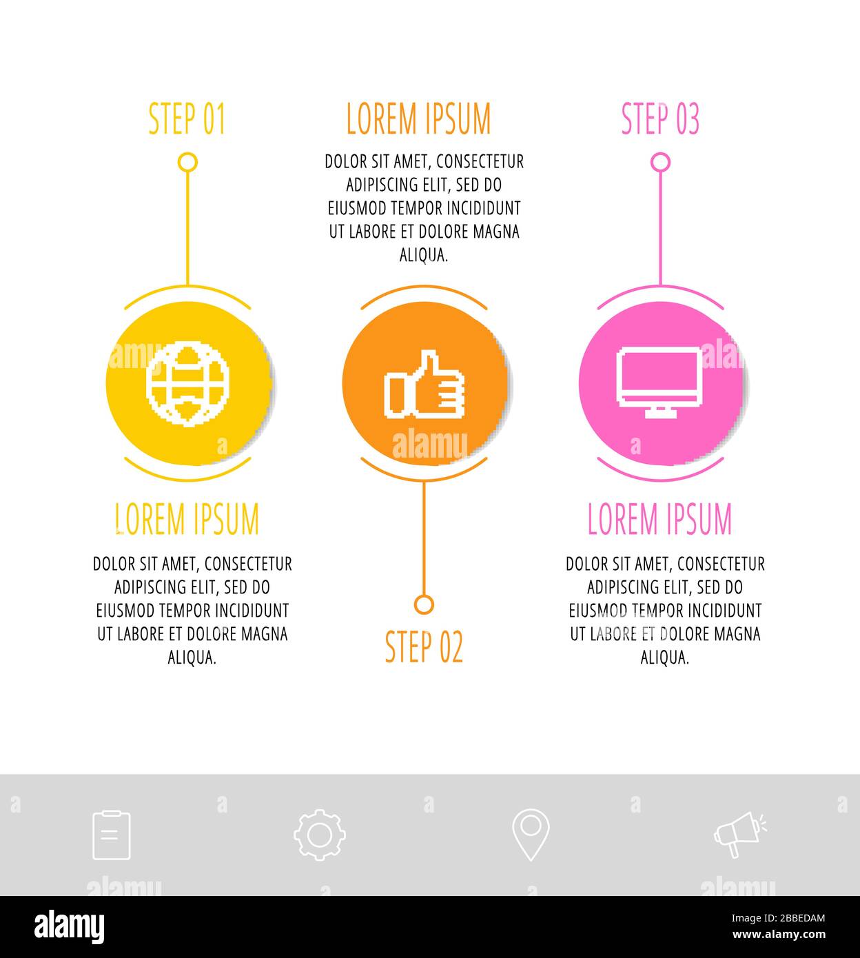 Vector template circle infographics. Business concept with 3 options and parts. Three steps for ...