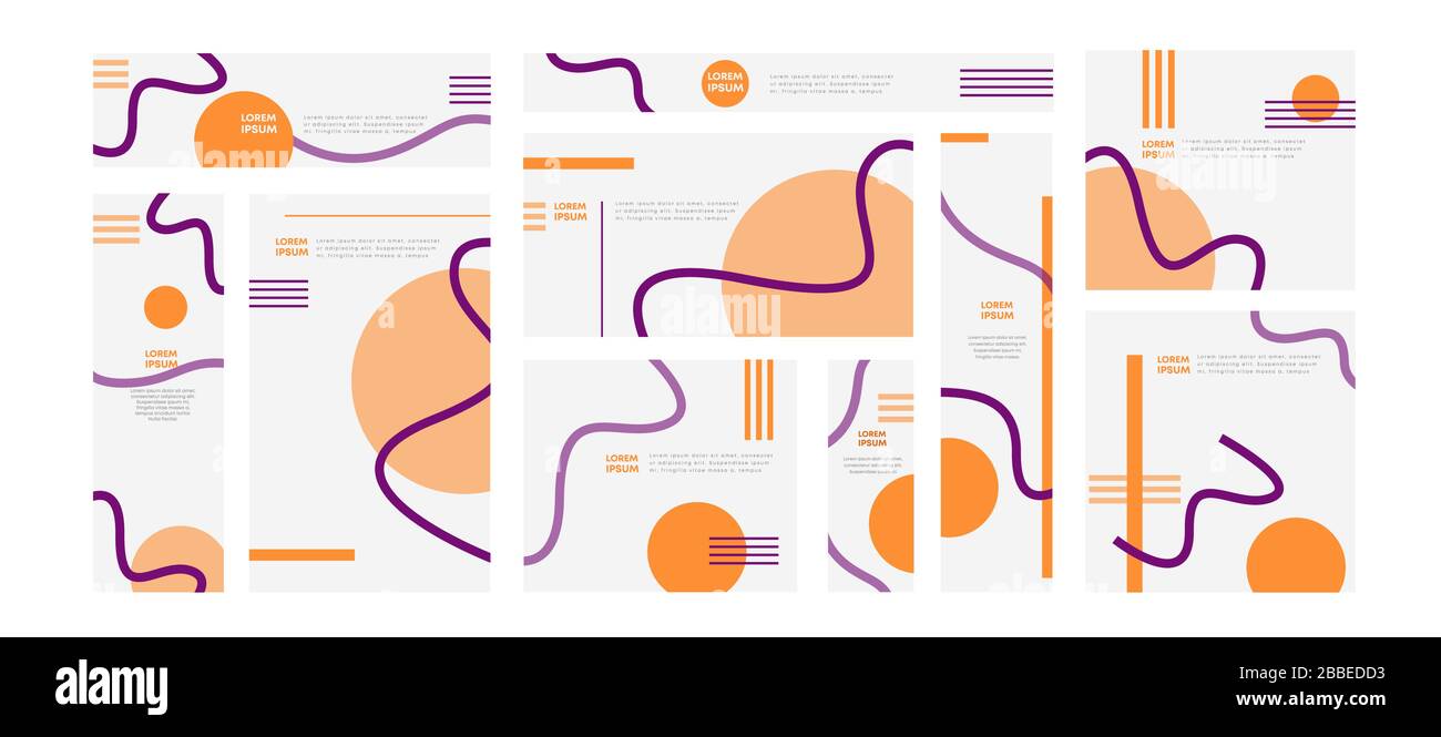 Collection of different colorful web banner template with abstract ...