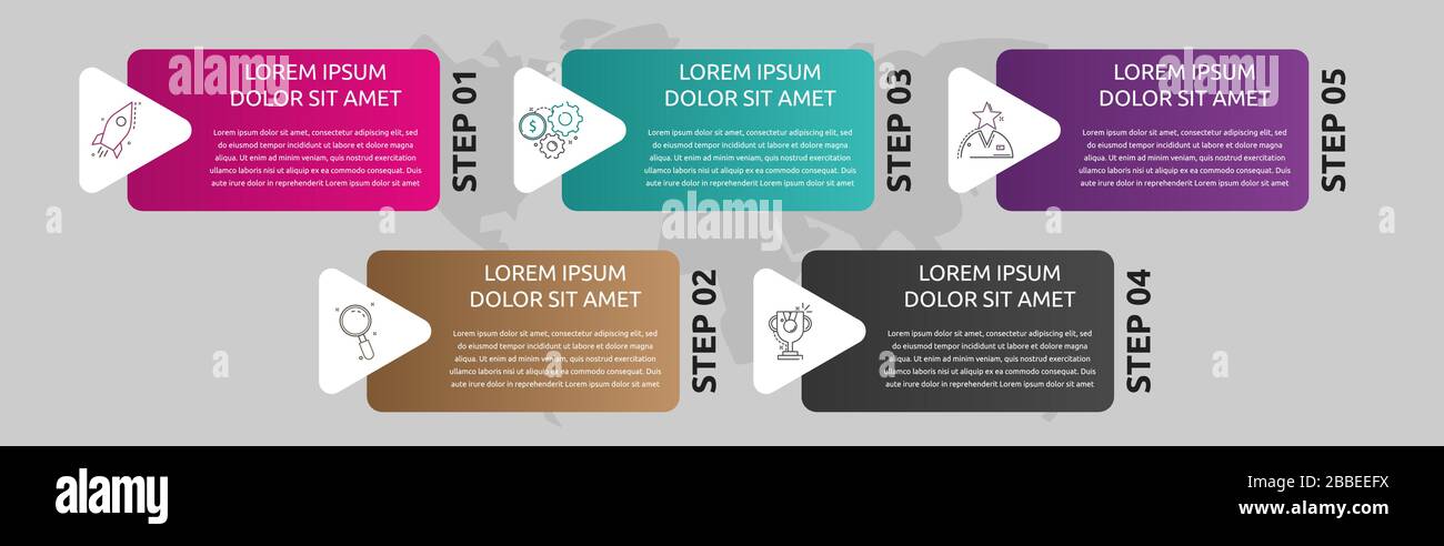 Vector template shape infographic. Business concept with 5 arrows and ...