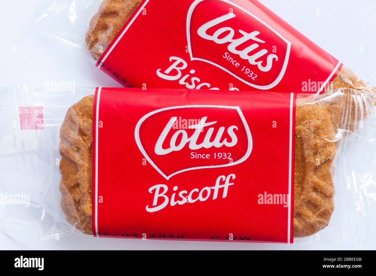 Snack packs of Lotus Biscoff biscuits set on white background Stock ...