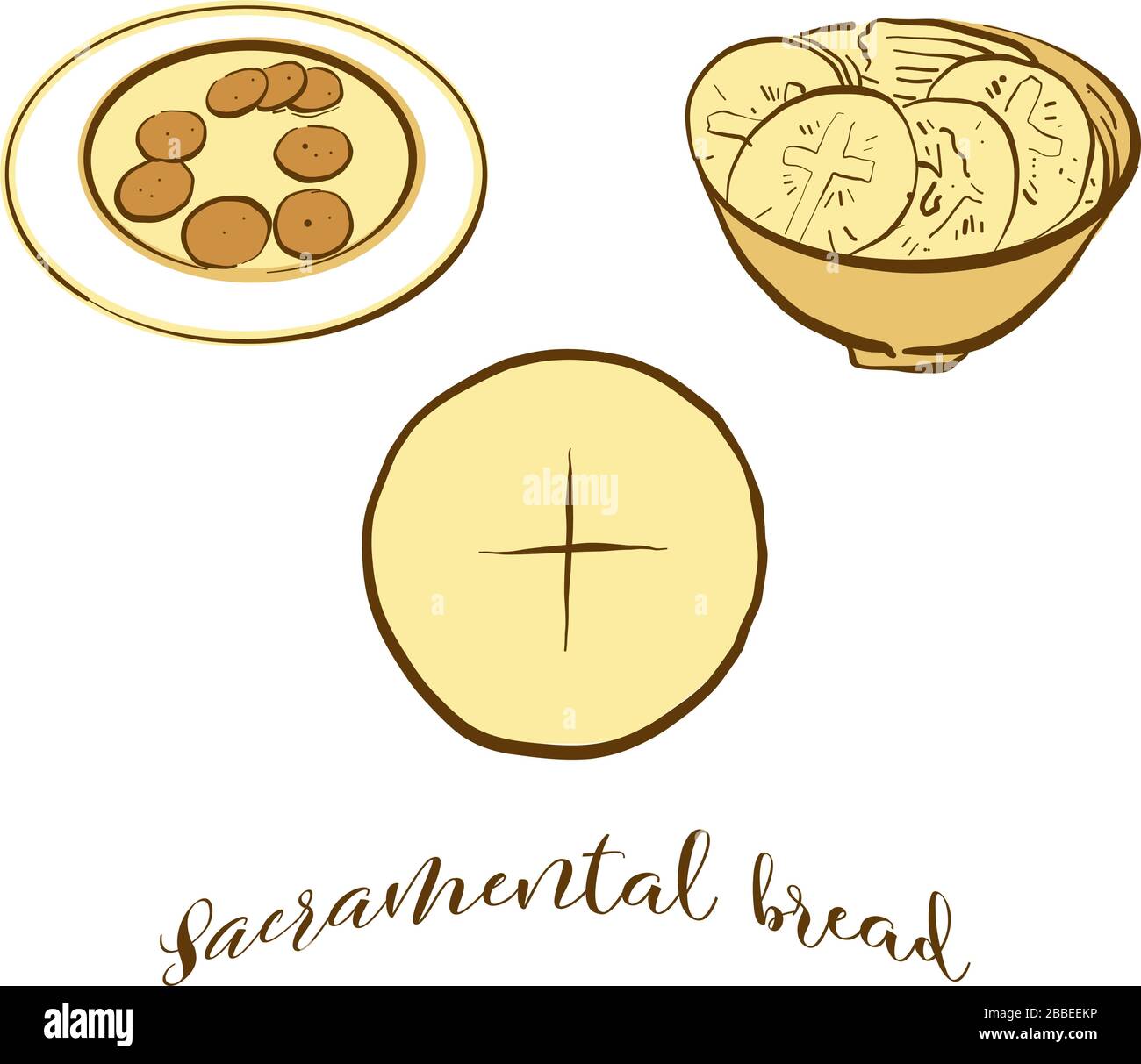 Colored drawing of Sacramental bread bread. Vector illustration of ...