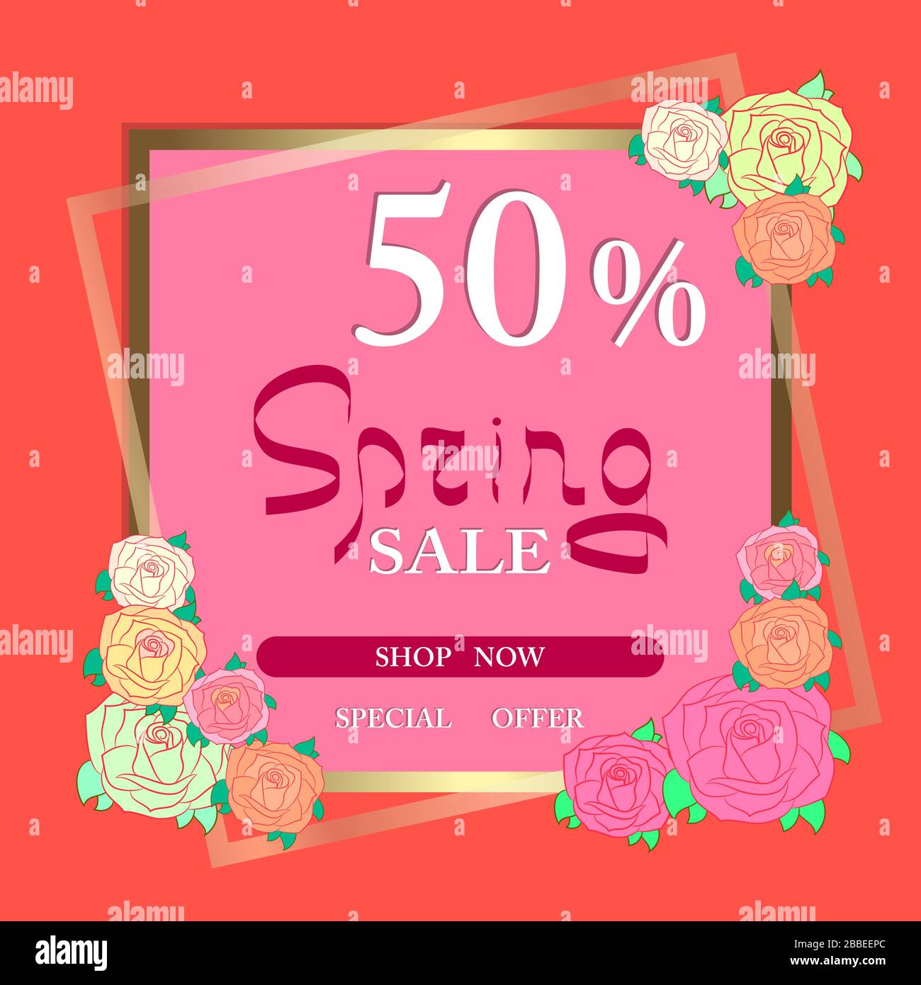 Spring Sale Banner with flowers. vector illustration Stock Vector Image ...