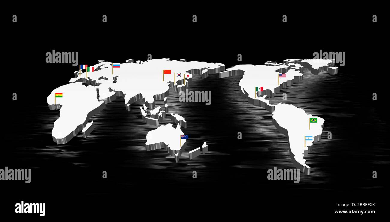 Abstract map of the world on black background Stock Photo - Alamy