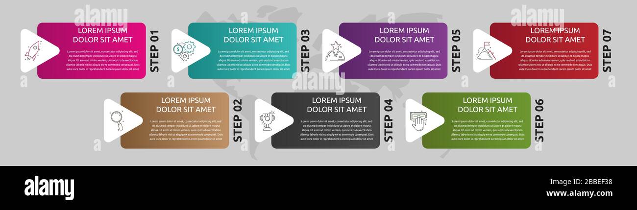 Vector template shape infographic. Business concept with 7 arrows and ...
