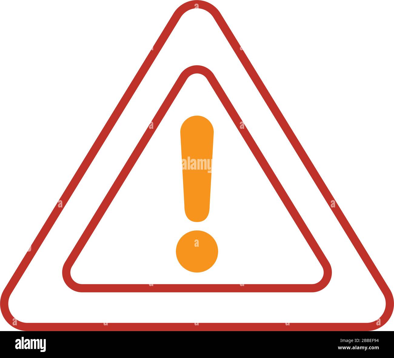 warning sign icon over white background, half line half color style ...