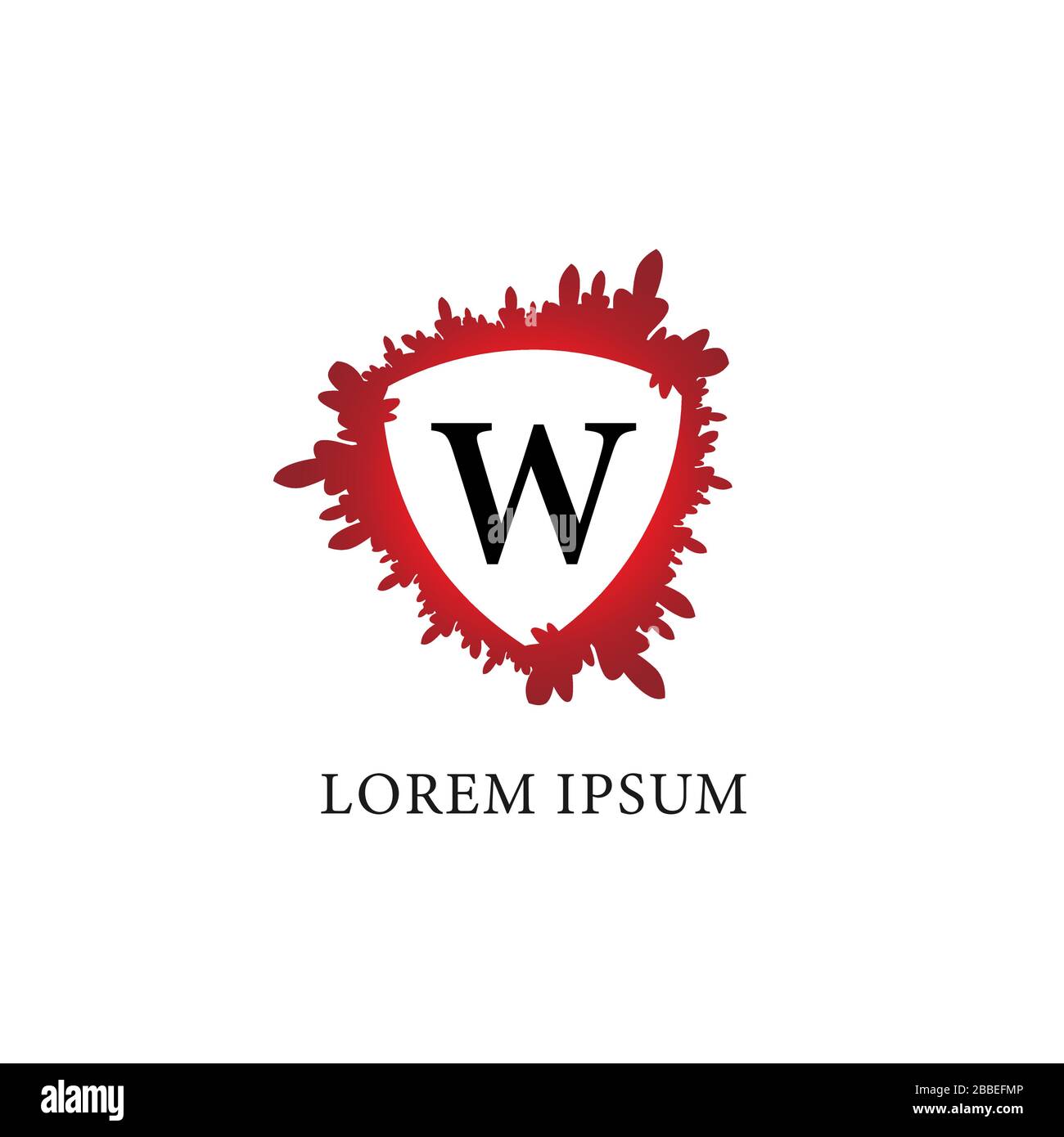 Letter W alphabet logo design template. Splash of blood with shield ...
