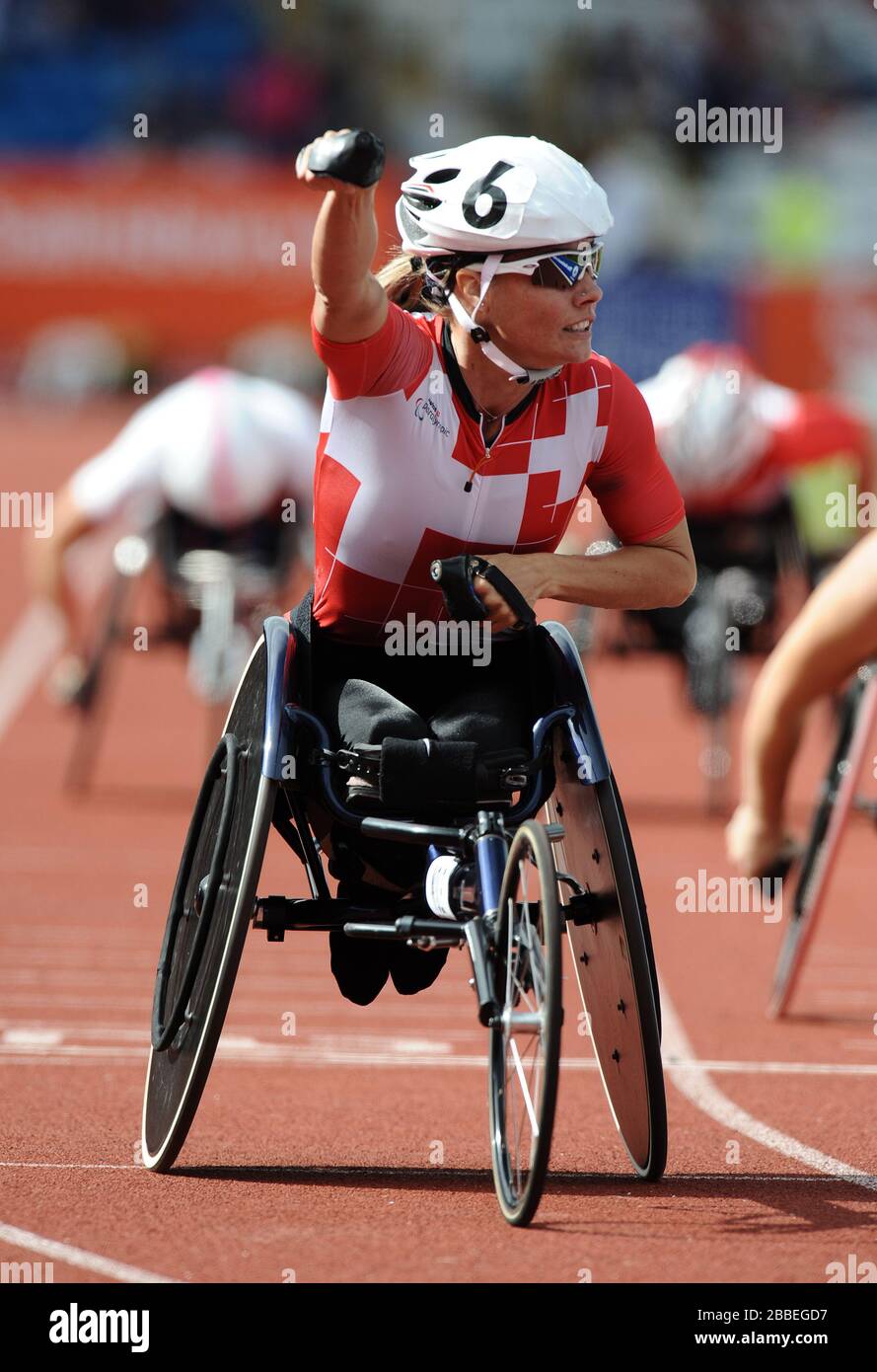 Edith Wolf of Switzerland celebrates winning the Women's 1500m - T53/54 ...