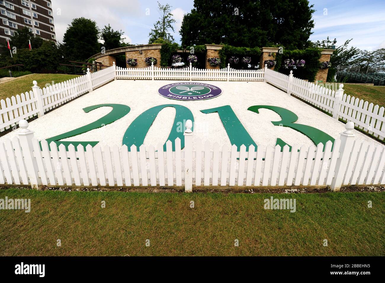 General view of Wimbledon signage and branding Stock Photo - Alamy