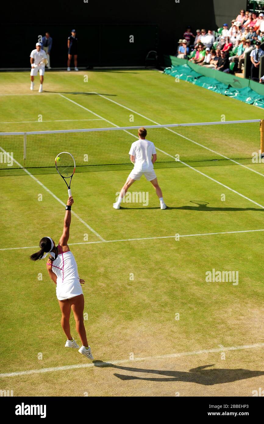 Great Britain's Heather Watson in action during the match with her ...