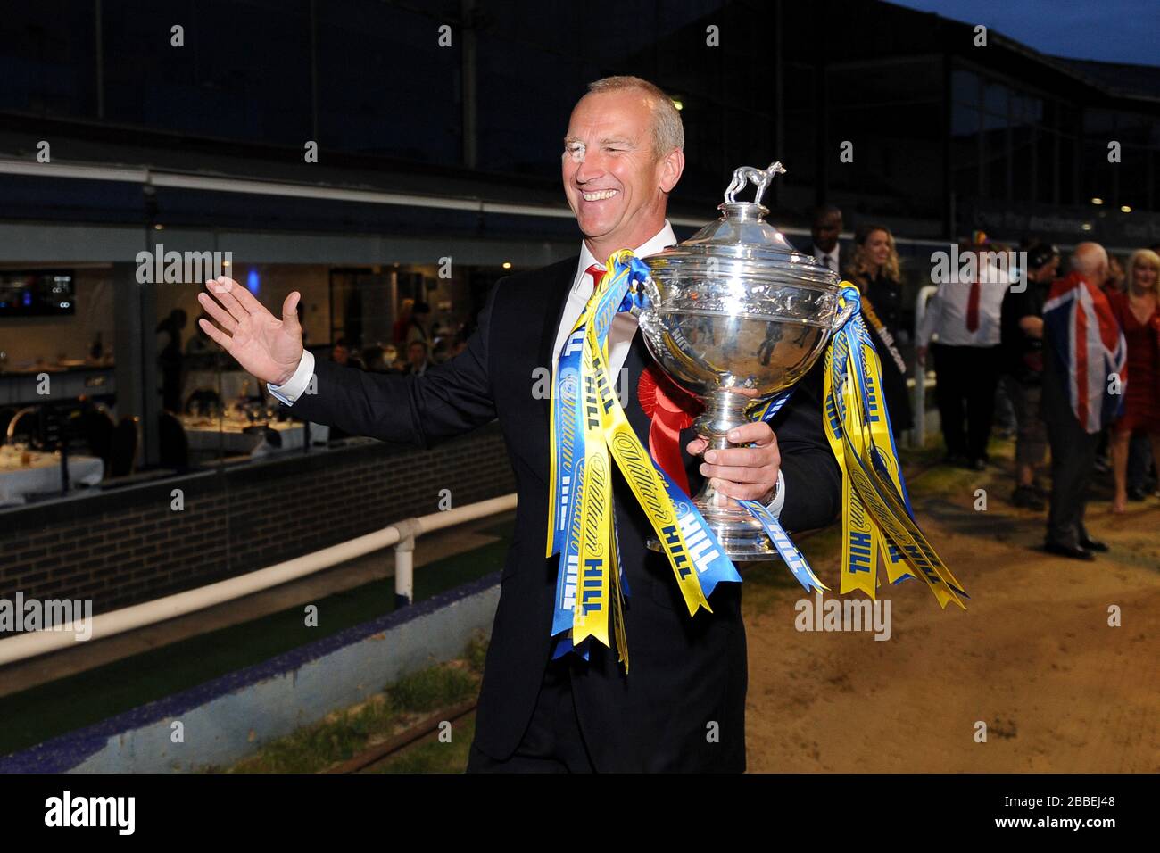 Co-Owner, Simon Wooder with the William Hill Derby trophy after ...