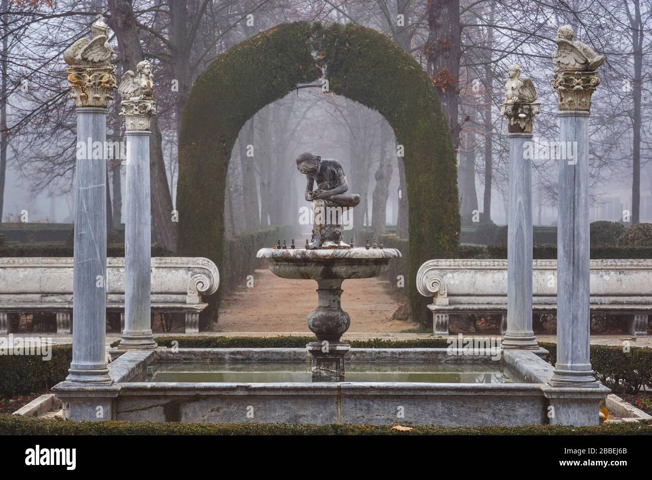 Espinario fountain in winter in the garden of La Isla de Aranjuez ...