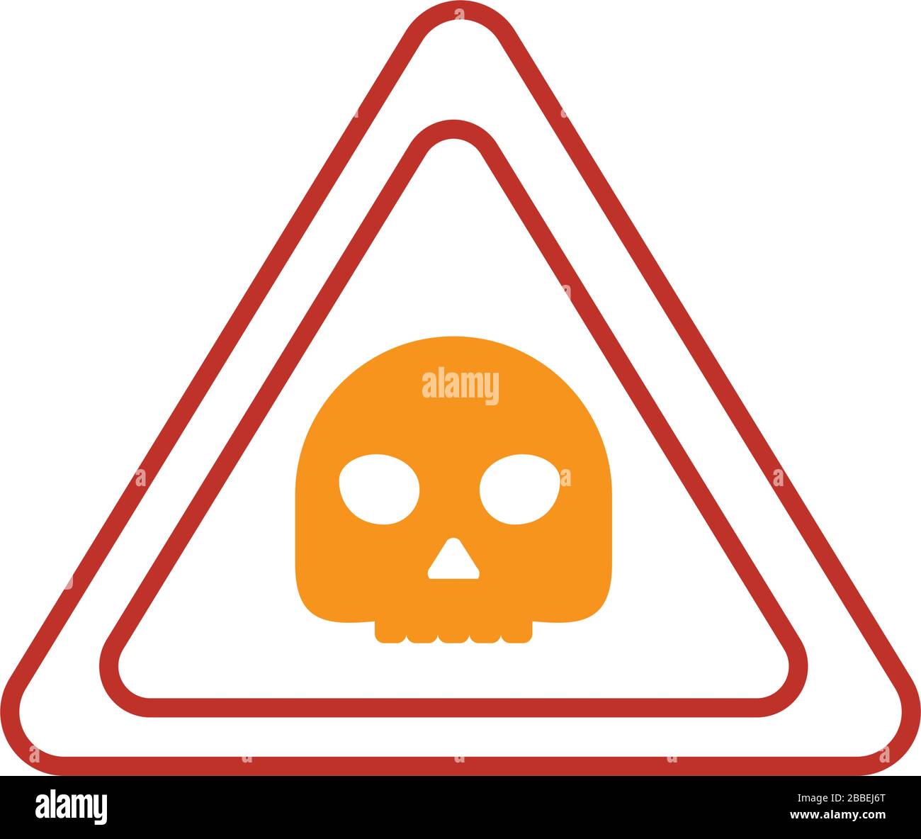 danger sign icon over white background, half line half color style ...