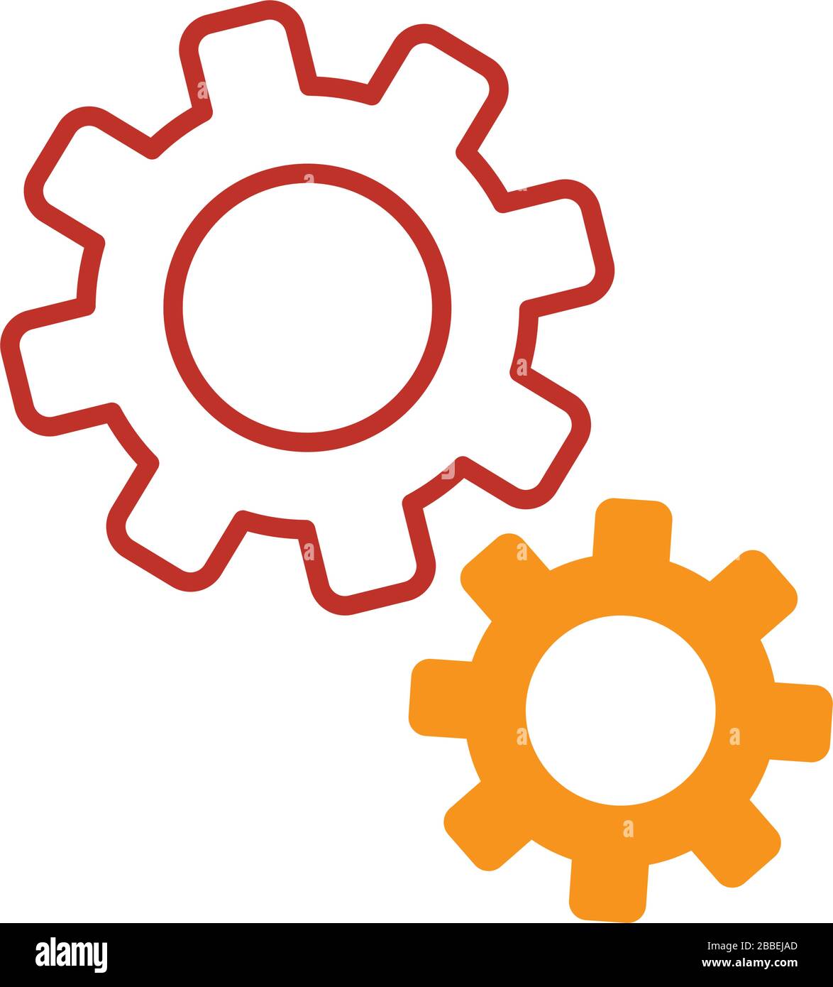 gear wheels icon over white background, half line half color style ...
