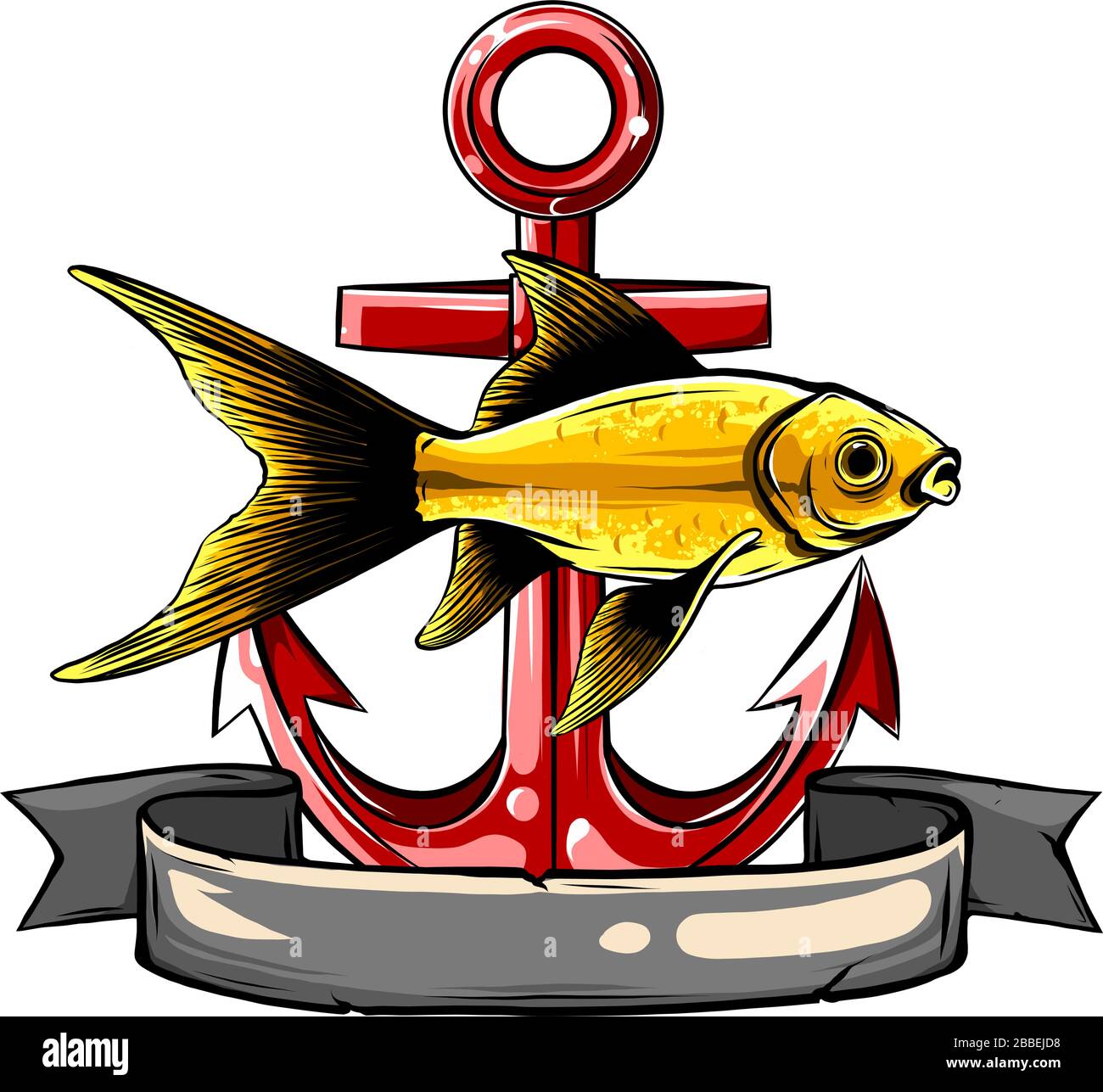 vector silhouette of sea animals with anchor Stock Vector Image & Art ...