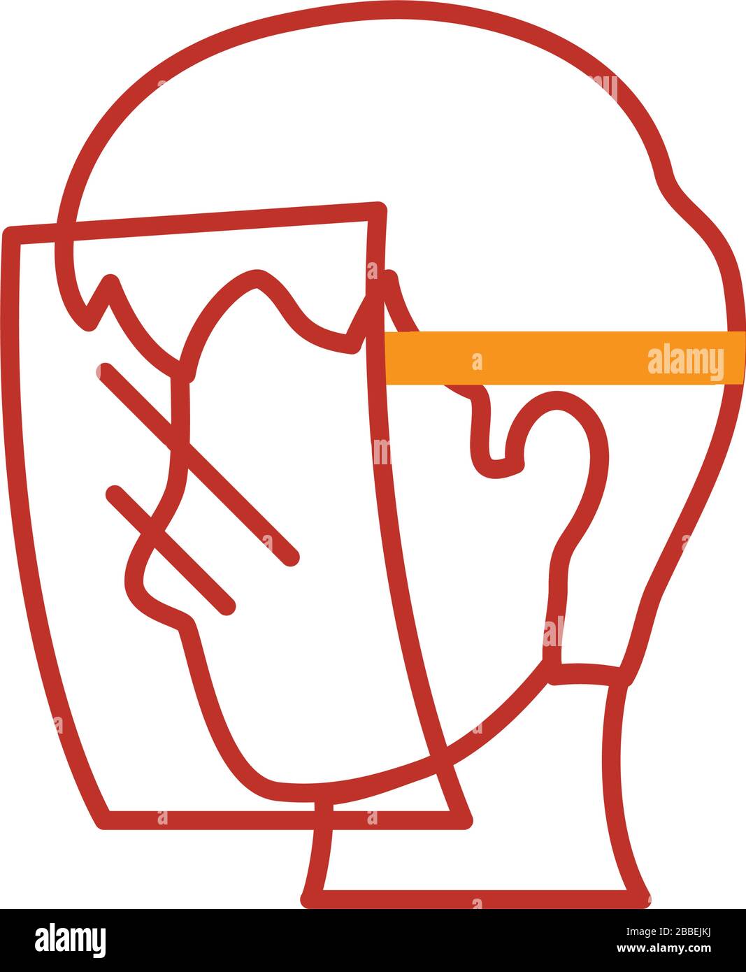 man with face mask icon over white background, half line half color ...