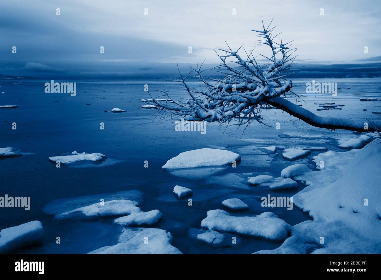 trend color of the year 2020 classic blue. Norwegian winter fjord ...