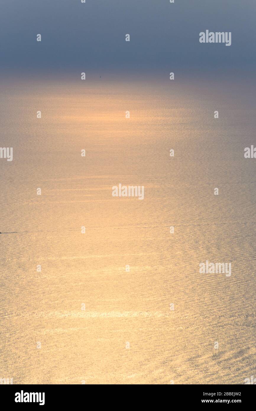 Just the horizon over the water of the mediterranean sea at sunset time ...