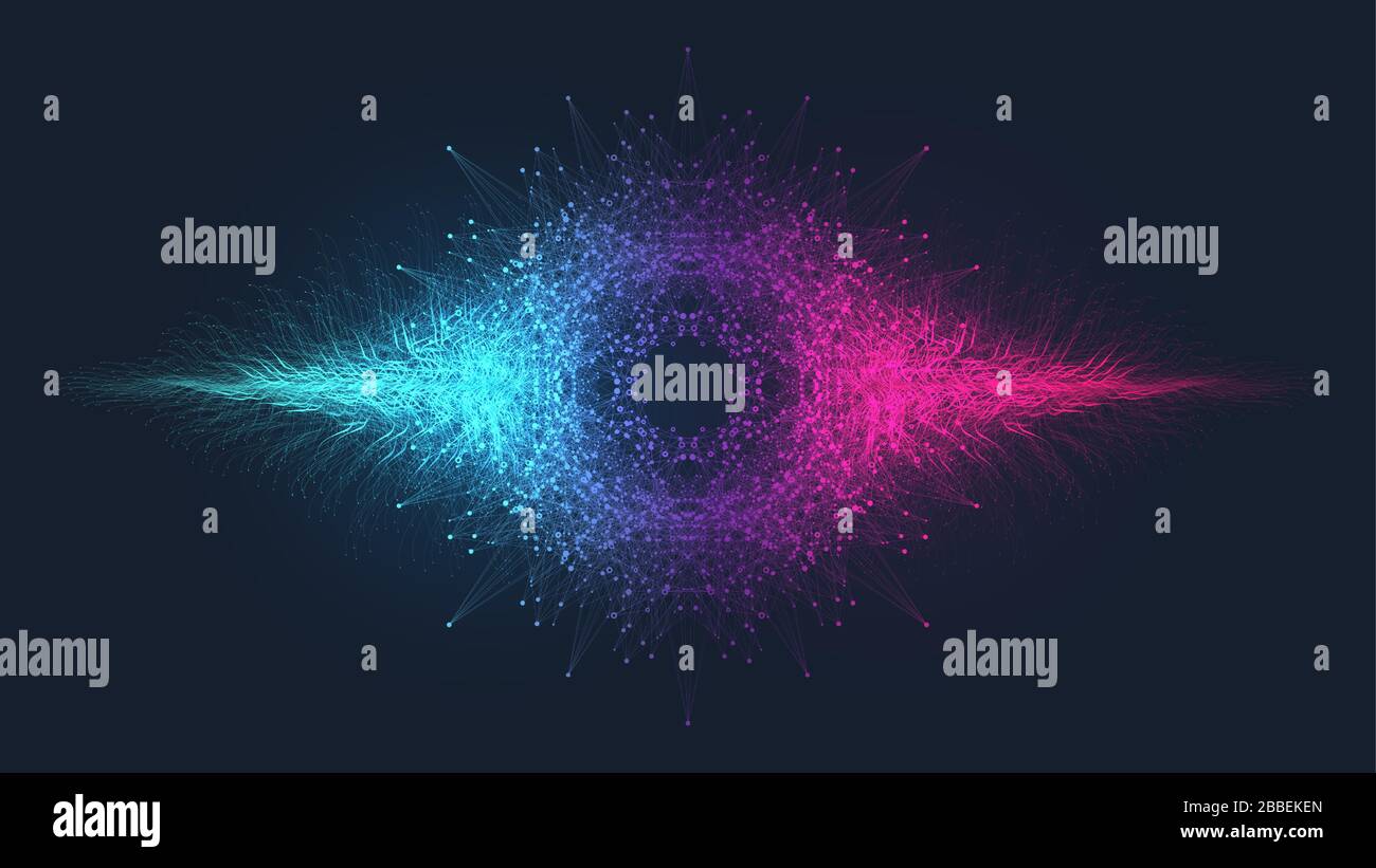 Abstract Dynamic Motion Lines And Dots Background With Colorful Particles Digital Streaming