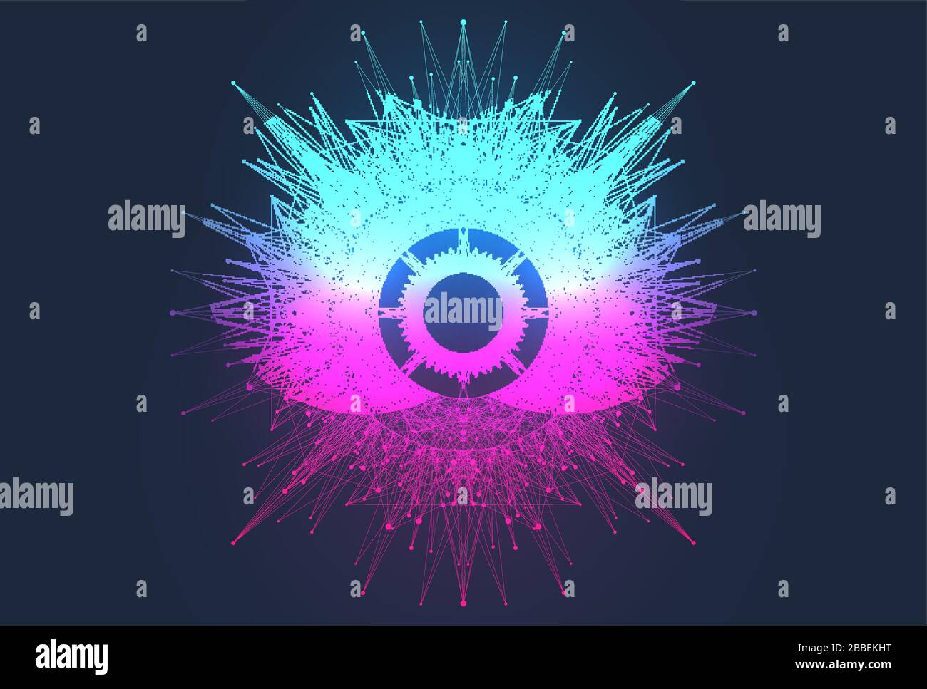 Quantum computer technology concept. Sphere explosion background. Deep ...