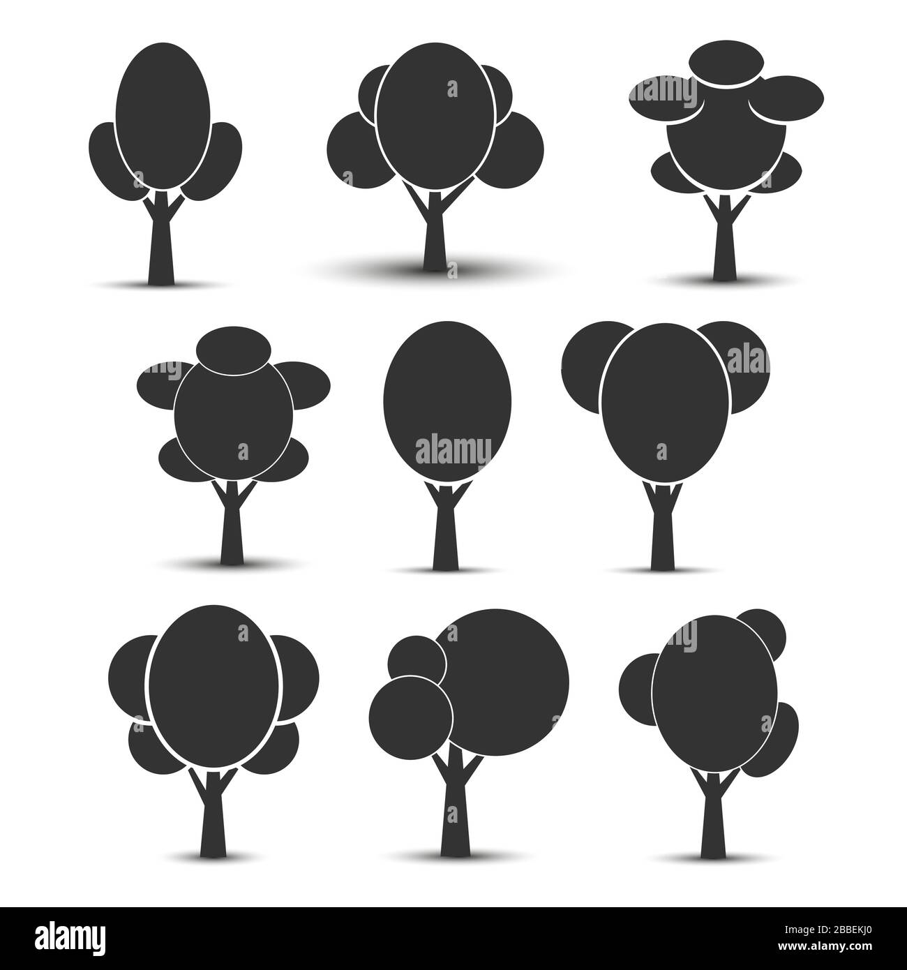 Set of vector options tree icons. Flat simple design for decoration of ...