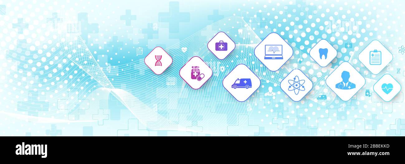 Abstract medical and science health care blue banner design template ...