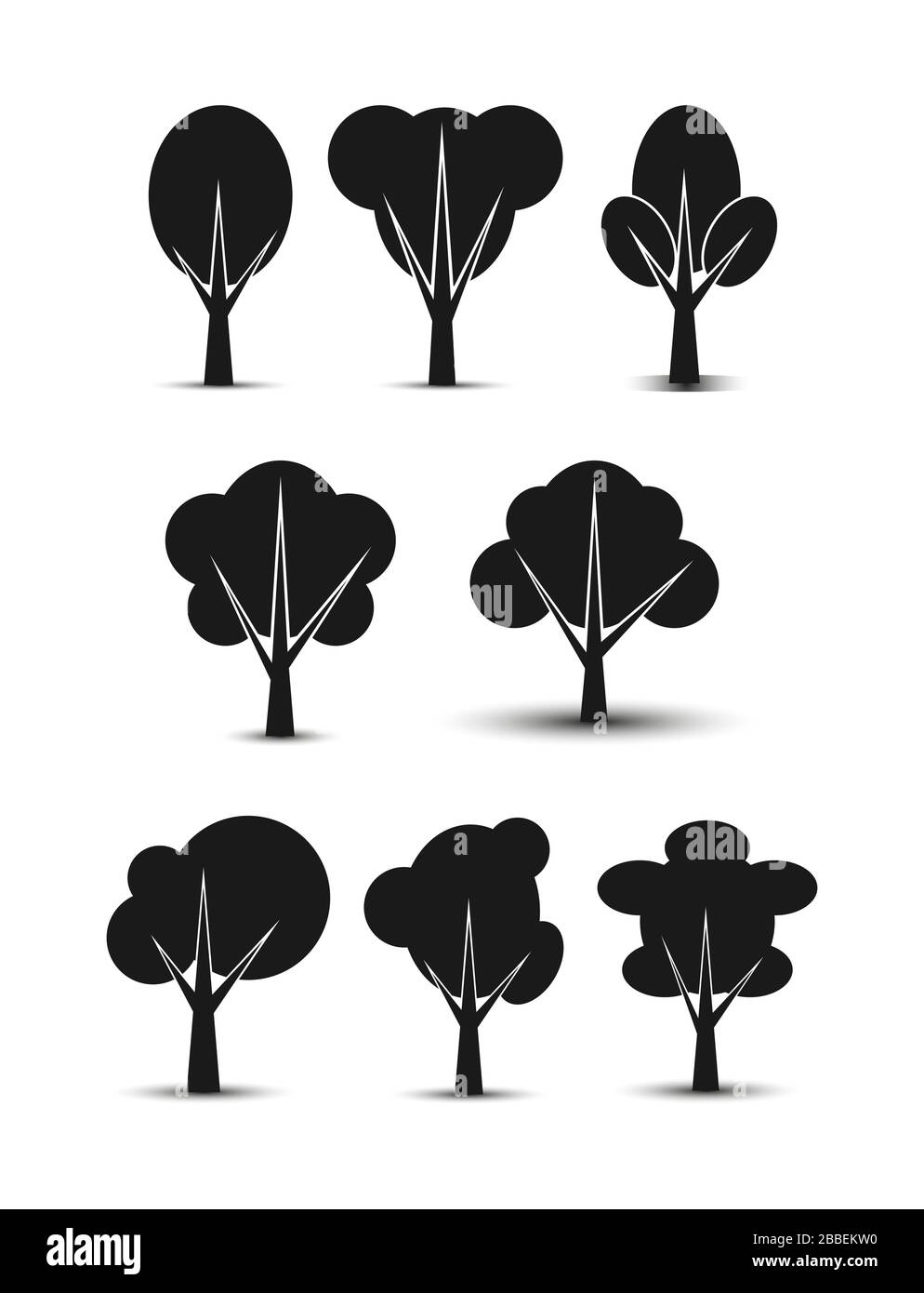 Set of vector options tree icons. Flat simple design for decoration of ...