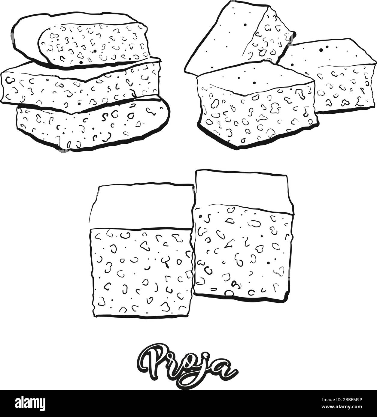 Proja food sketch separated on white. Vector drawing of Cornbread ...