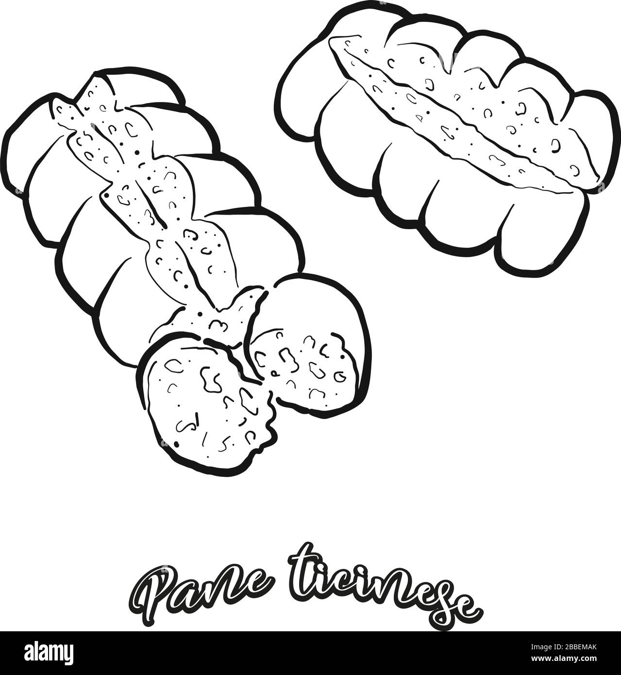 Pane ticinese food sketch separated on white. Vector drawing of ...