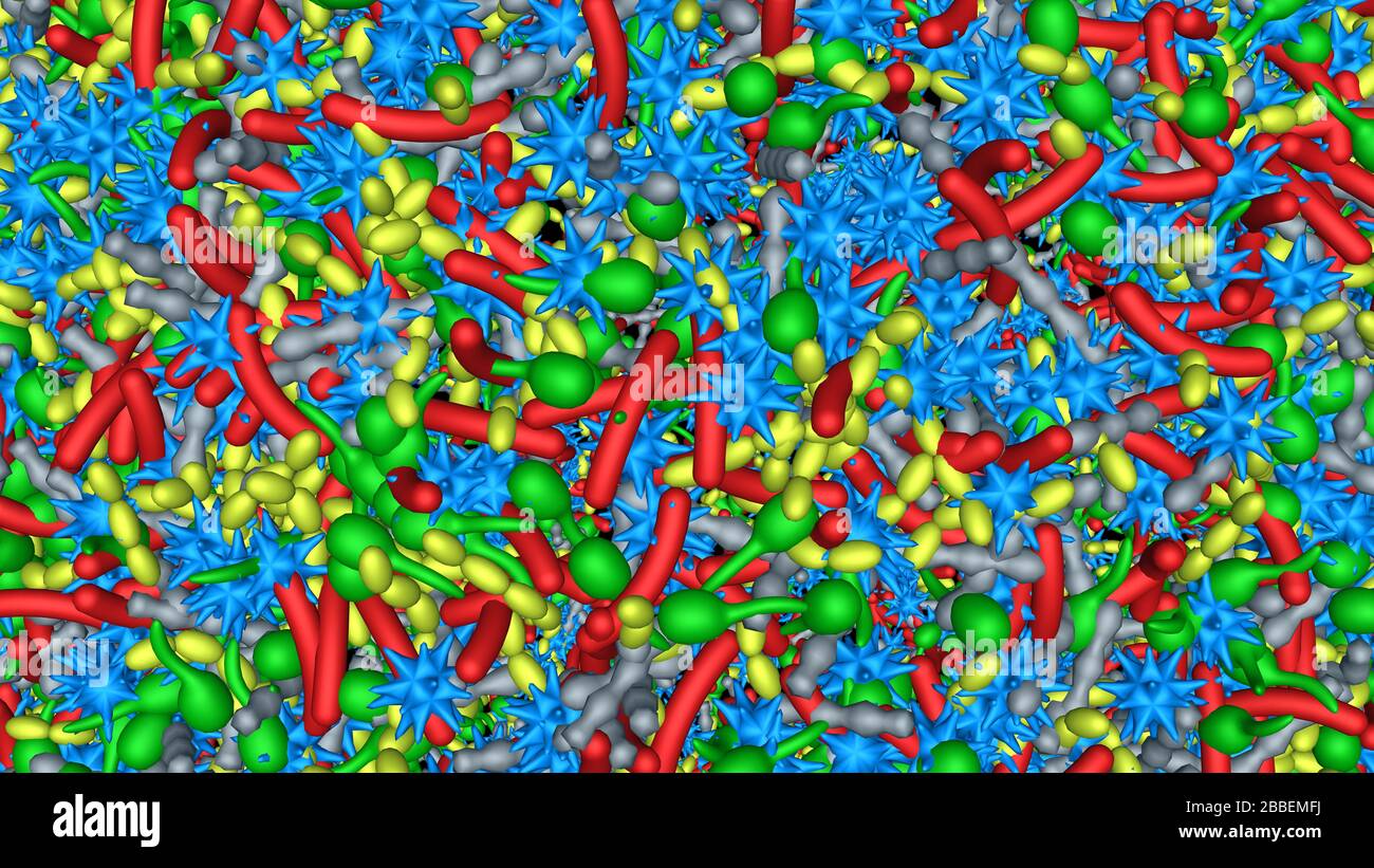 Swarm of Viruses , germs , bacteria spreading and reproducing . 3d ...