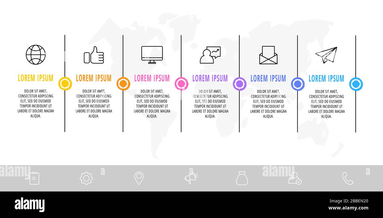 Minimal infographic thin line design with 6 steps or parts. Vector ...