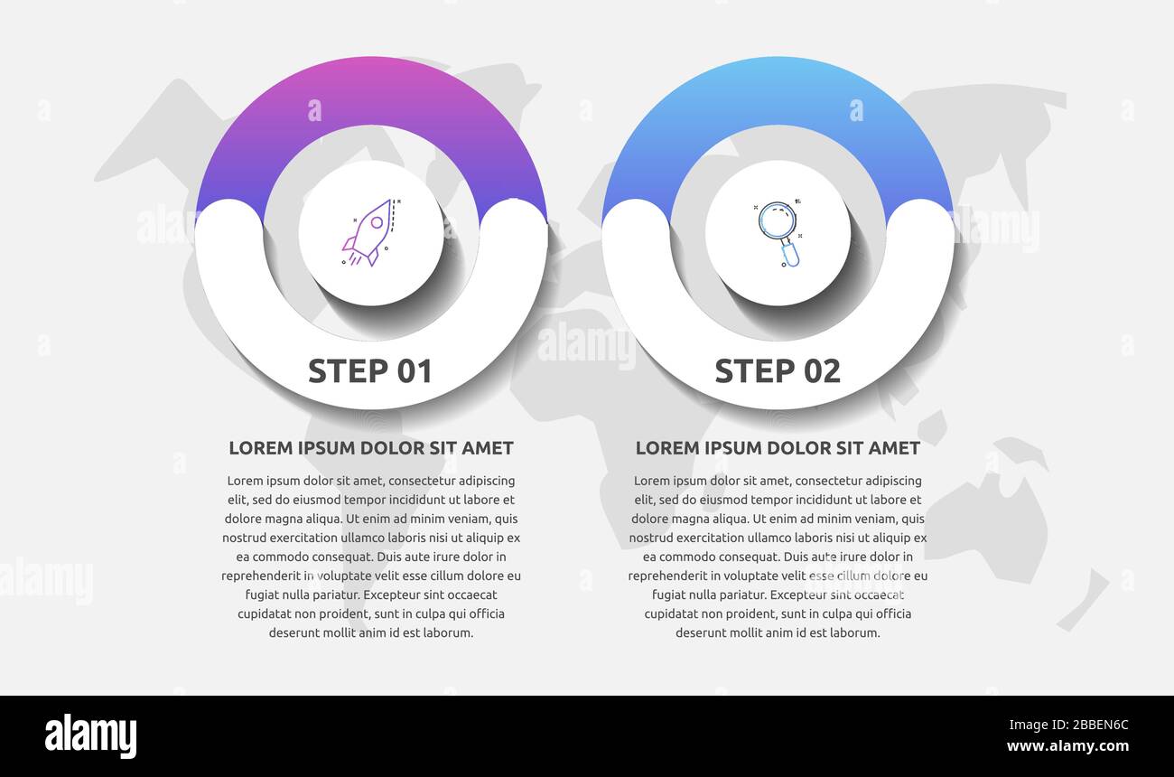 Vector template circle infographics. Business concept with 2 options ...