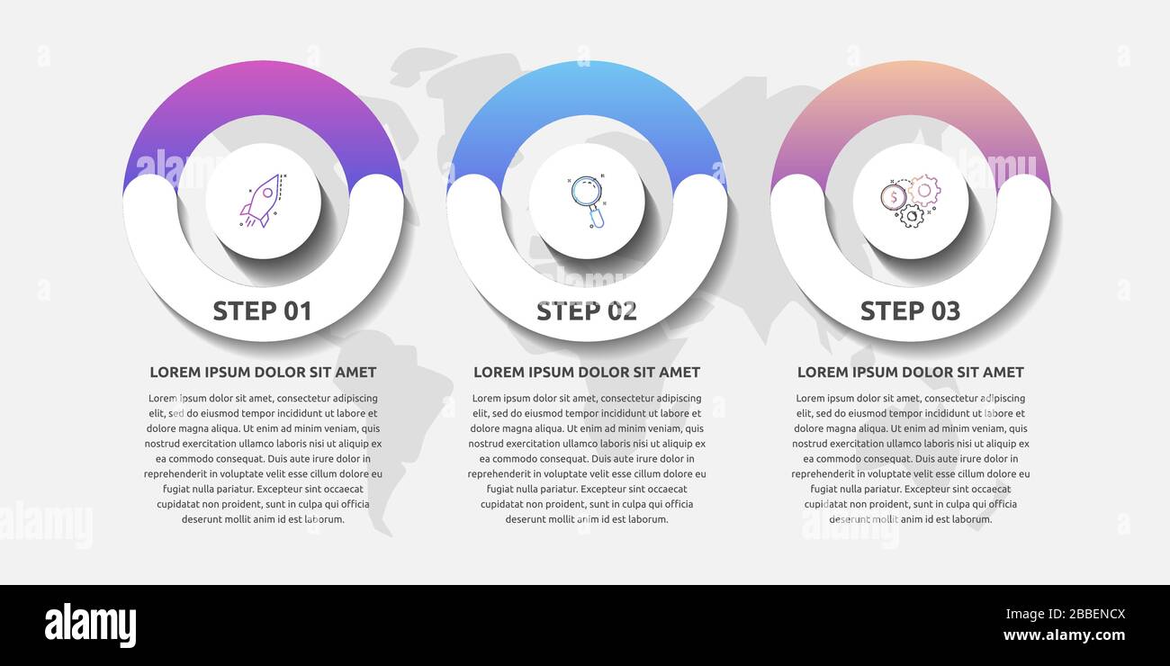 Vector template circle infographics. Business concept with 3 options and parts. Three steps for ...