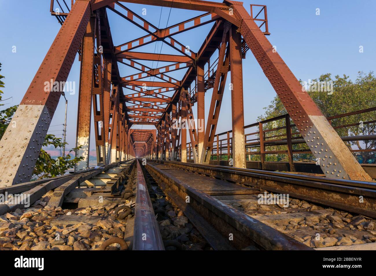 Train Bridge at Yamuna River in Agra India Stock Photo - Alamy