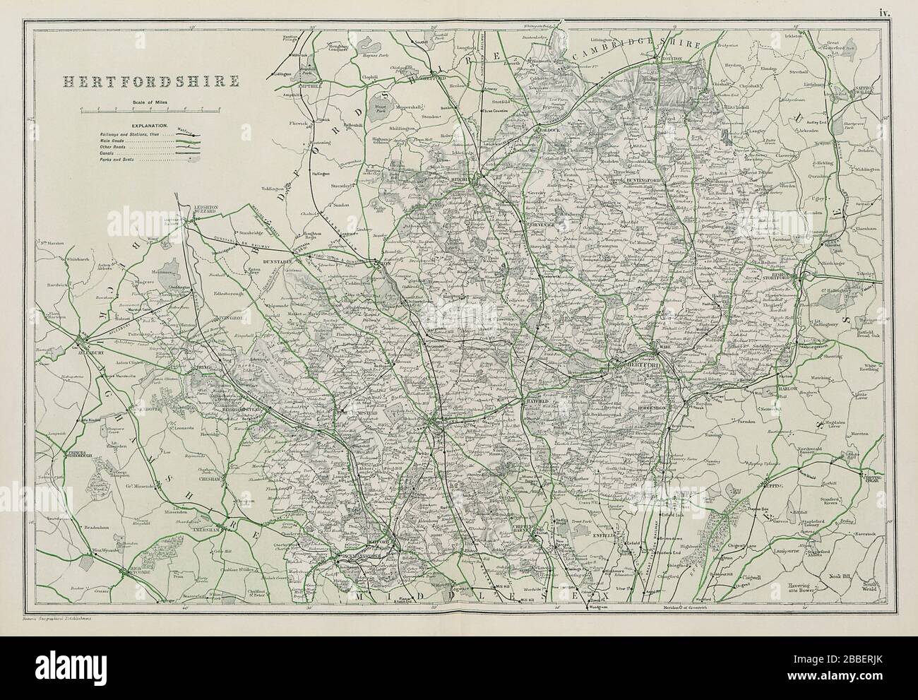 HERTFORDSHIRE. Showing Parliamentary divisions, boroughs & parks. BACON ...